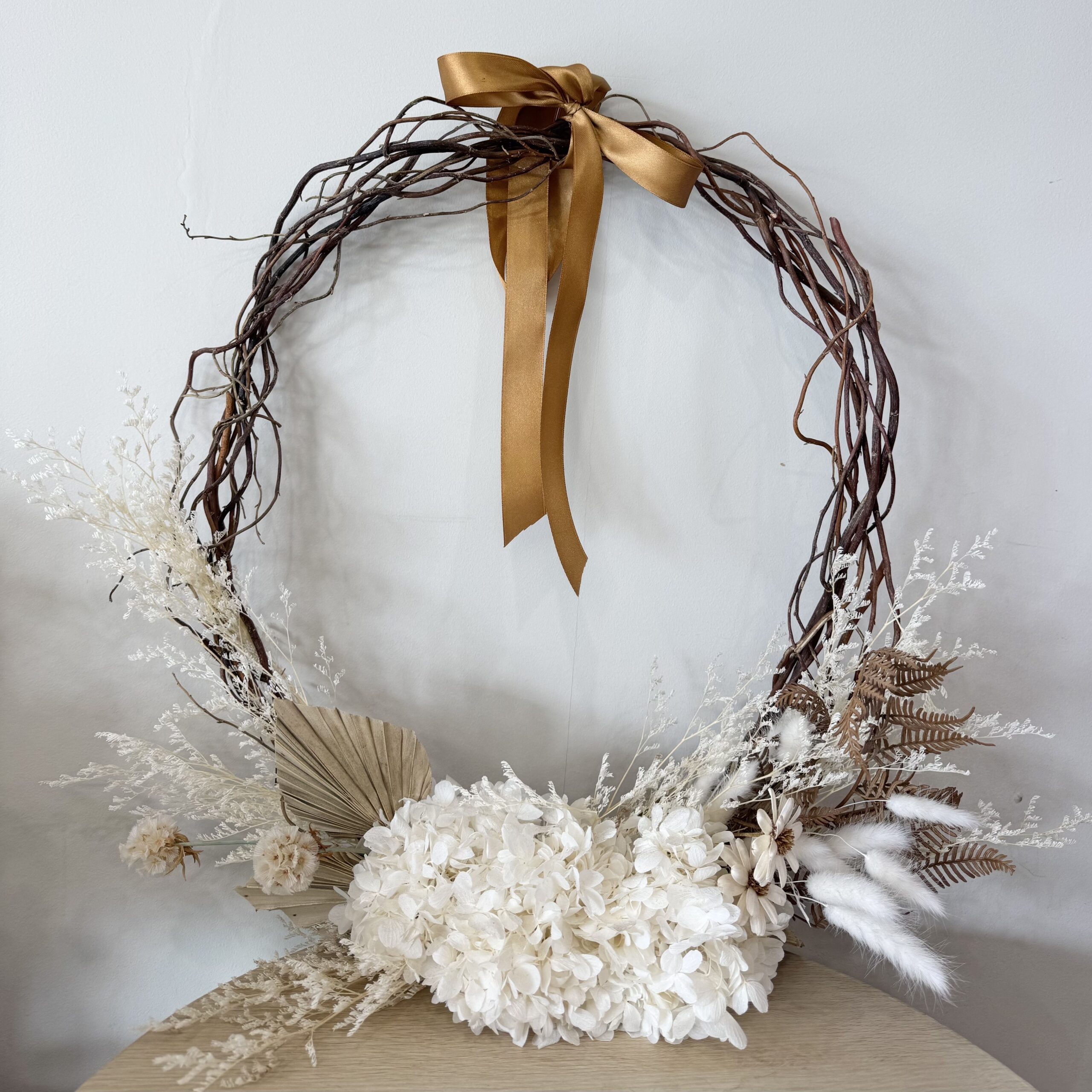 Preserved neutral coloured wreath - Embellish Flowers & Plant Bar